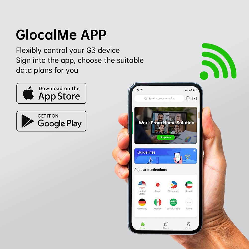 GlocalMe DuoTurbo 4G LTE Portable WiFi Mobile Hotspot Device for Travel, SIMFREE, No Contract, with US 8GB & Global 1GB Data in 150+ Countries, Support 10 Devices Connected (Black)