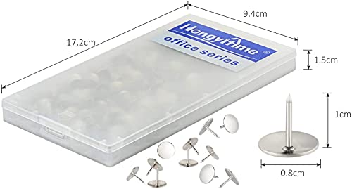 HongyiTime 400 PCS Push Pins,Thumb Tacks, Wall Tacks, Tacks, Push Pin,Thumbtack, Flat Push Pins, Thumbtacks Flat, Push Pins for Cork Board, Push Pins for Wall, Board Pins,Tacks and Push Pins (Silver)