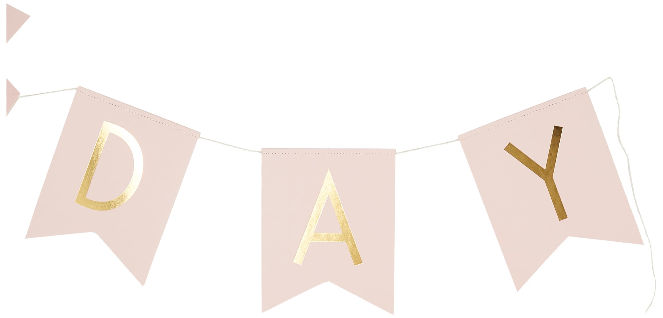Ginger Ray Pastel Perfection and Gold Foiled Happy Birthday Bunting Banner, Pink, Hanging Bunting Banner