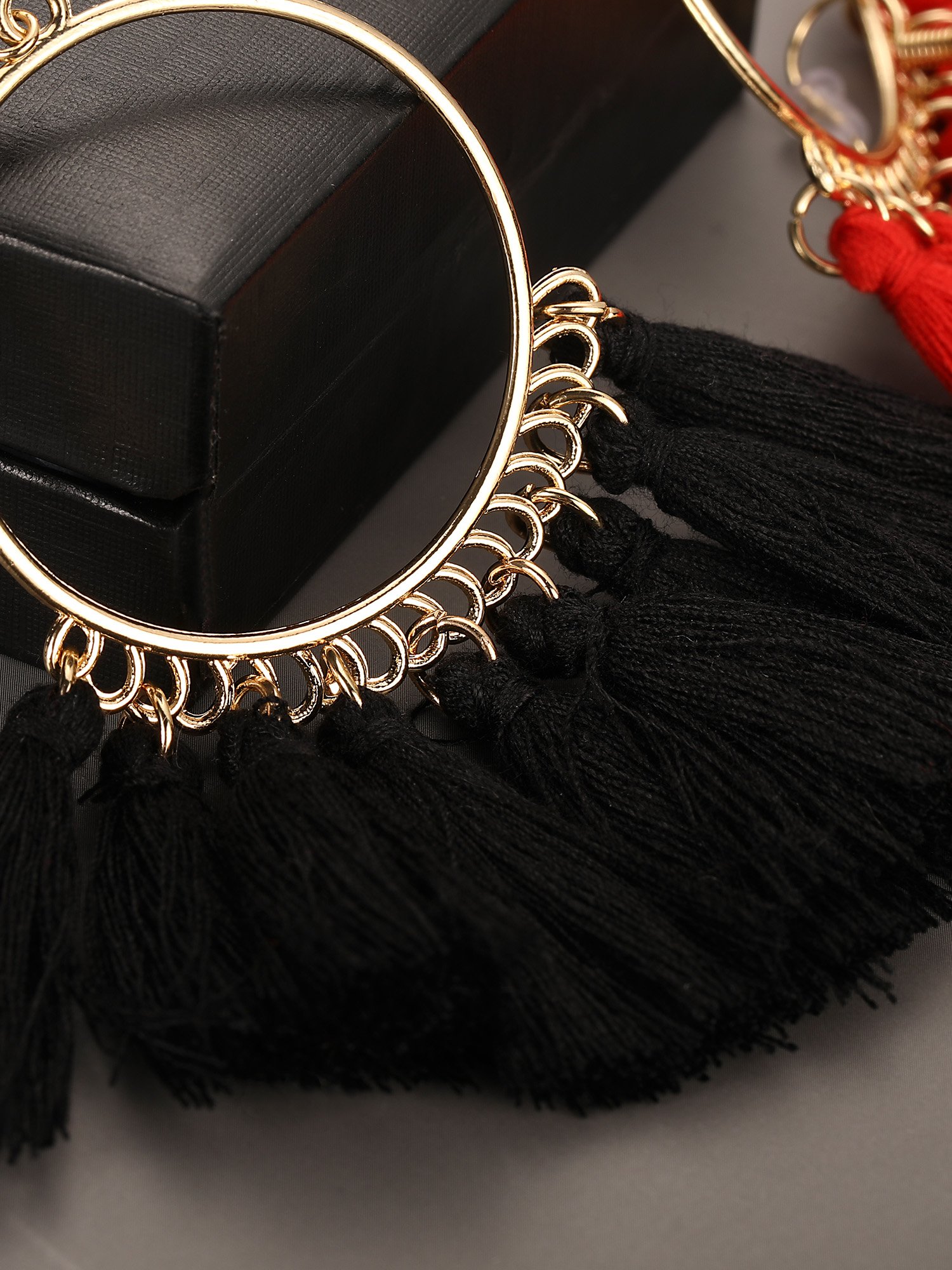 Gejoy Tassel Hoop Earrings Fan-shaped Drop Earrings Dangle Eardrop for Women Party Bohemia Dress Accessory, 3 Pairs