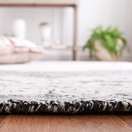 Safavieh Precious Collection Accent Rug - 3' x 5', Black & Ivory, Handmade Wool & Bamboo Silk, Ideal for High Traffic Areas in Entryway, Living Room, Bedroom (PRE303Z)