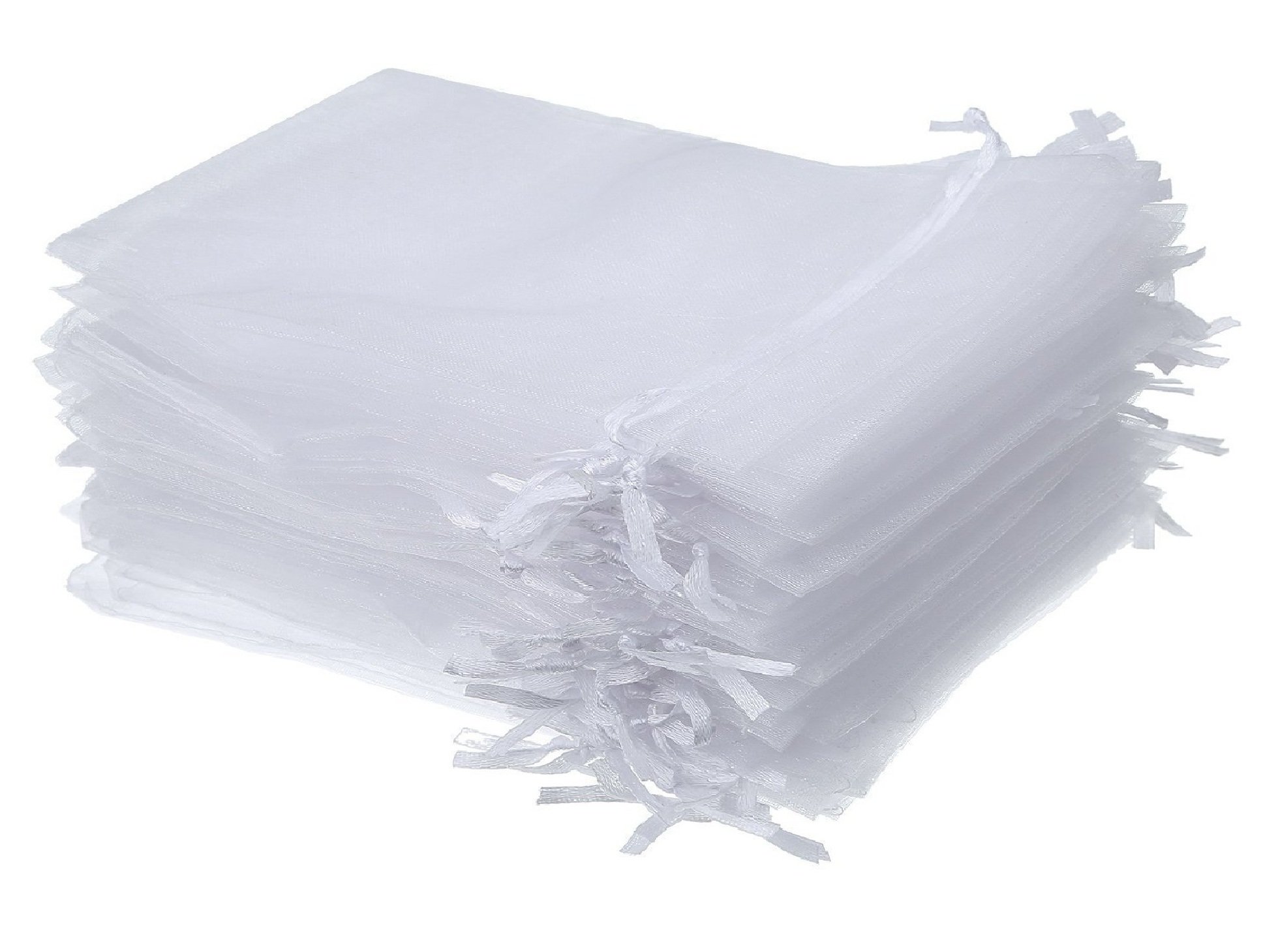 Wudygirl 100pcs Organza Bags 4X6 with Drawstring Jewelry Pouches Bags for Party Wedding Christmas Candy Seashell Favor Bags (White 4x6)