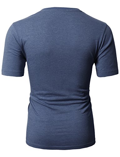 H2H Shorts Sleeve Crew Neck T-Shirts for Men DARKBLUE US L/Asia XL (CMTTS0198)