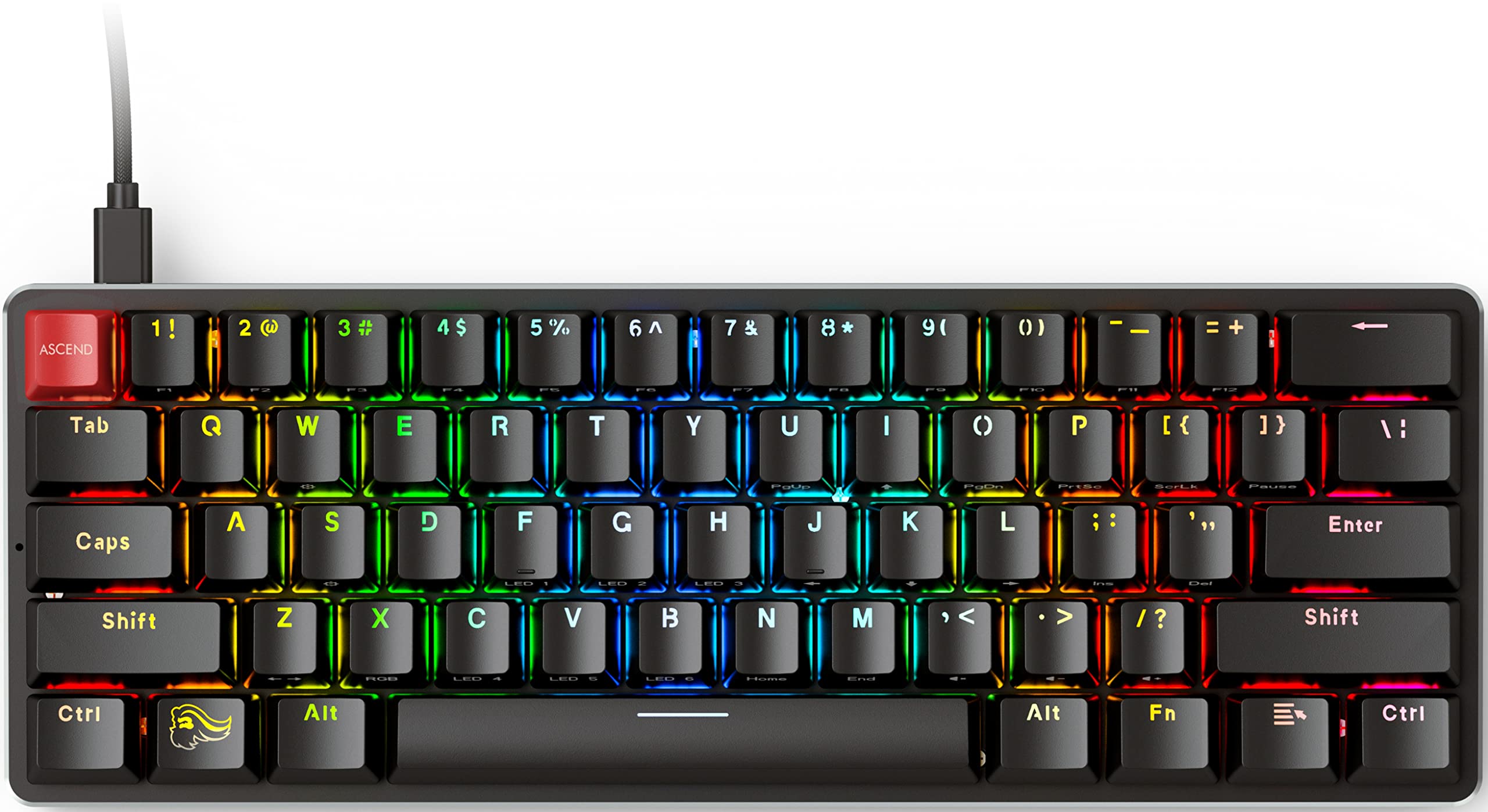 Glorious Custom Gaming Keyboard - GMMK 60% Percent Compact - USB C Wired Mechanical Keyboard - RGB Hot Swappable Switches & Keycaps - Silver/White Metal Top Plate