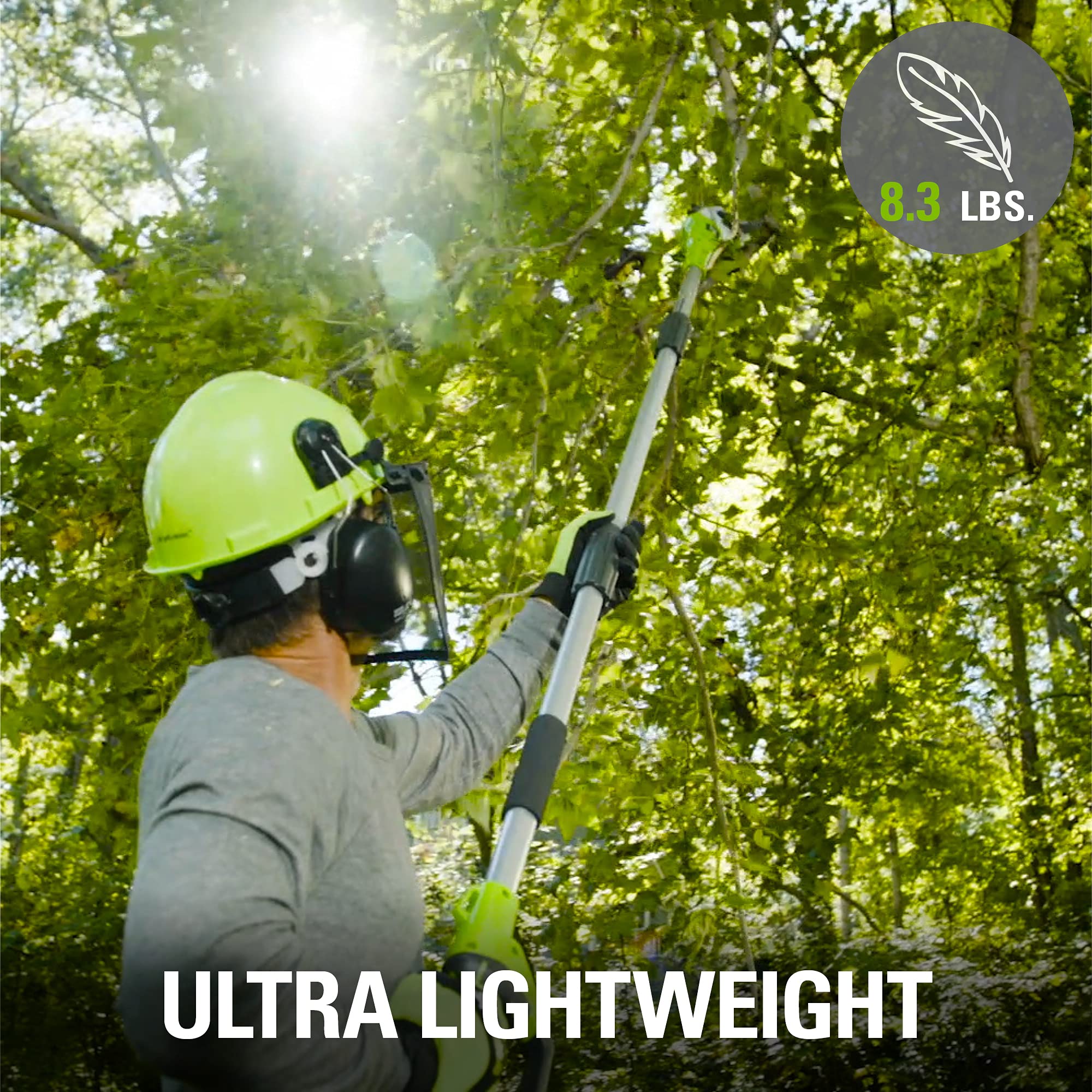 Greenworks 20192 8.5-Inch 6.5 Amp Electric Corded pole saw, Green