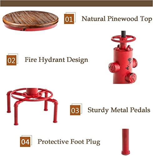 Topower 3 Piece Pub bar Set Vintage Industrial Round bar Table and Stools for 2, Height Adjustable Pub Table and stools Match bar Height and Counter Stool Antique Red(1 Table + 2 Chairs)