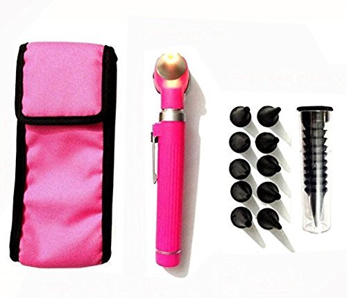 Tufail Compact Pocket Size Fiber ENT Optic Mini Otoscope Pink Color