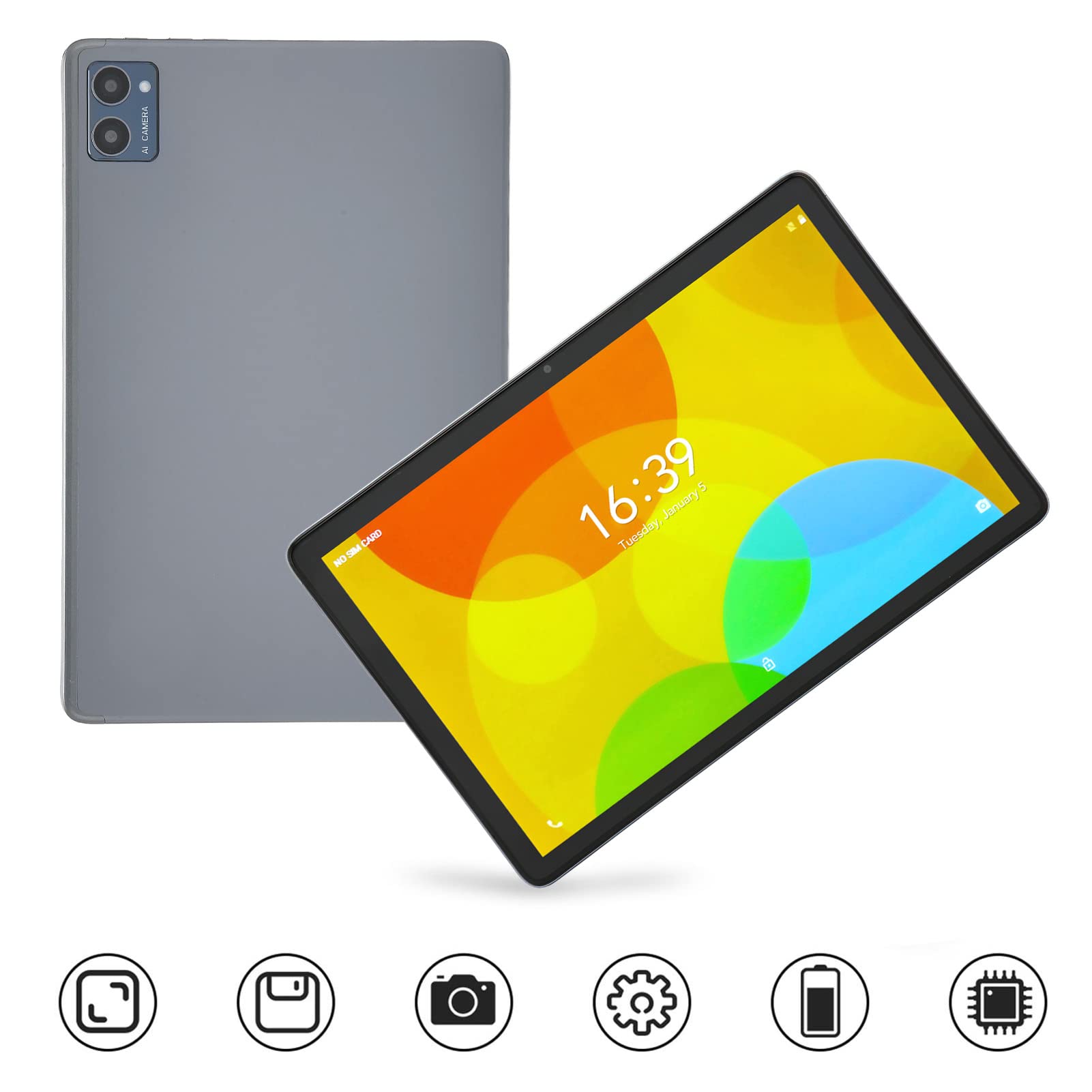 Honio 10.1 Inch Tablet, FM Radio Dual Speakers Octacore HD Tablet US Plug 100β240V 8GB RAM 128GB ROM for Learning (Grey)