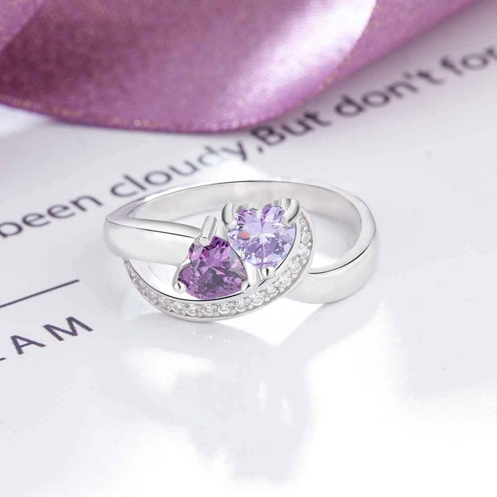 GLAMCARAT Sterling Silver Personalized Birthstone ring customized engraved fine jewelry for women mothers ring