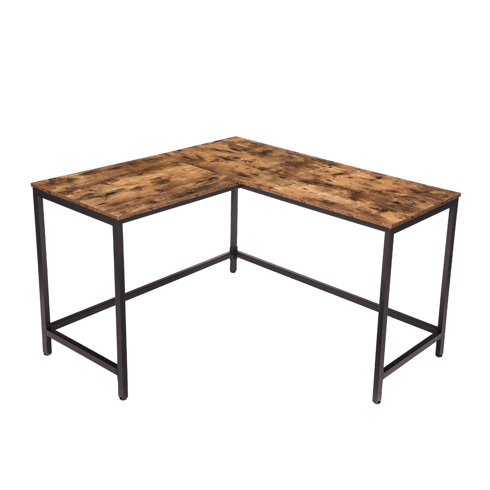 HOOBRO L-Shaped Computer Desk, Industrial Corner Writing Desk, Large PC Laptop Study Table Workstation for Home Office, Space-Saving, Sturdy Metal Frame, Rustic Brown BF30DN01