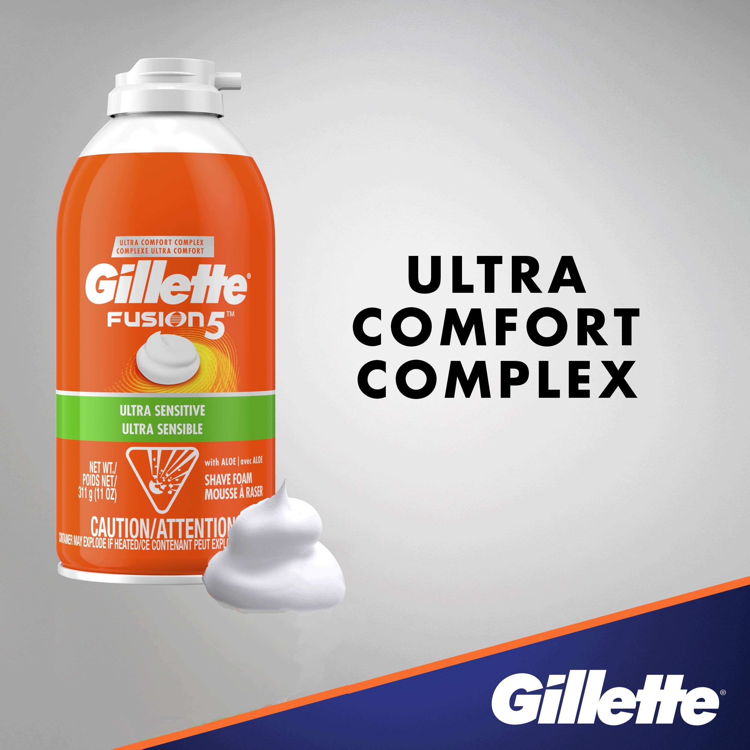 Gillette Fusion5 Ultra Sensitive Shave Foam, 11 Ounce (Pack Of 3)