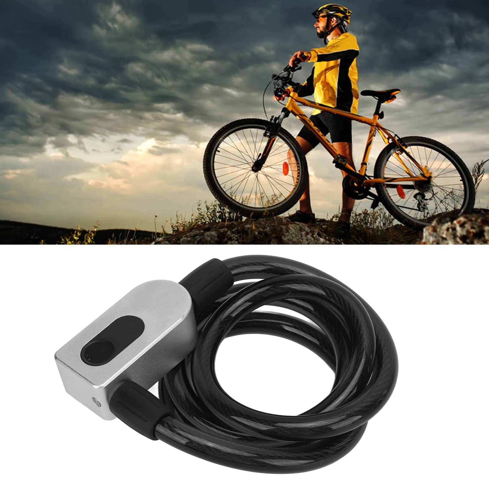 KOSDFOGE Fingerprint Bike Lock Cable Anti Theft Keyless Bike Chain Lock Rechargeable IP67 Waterproof for Electric Motorcycle