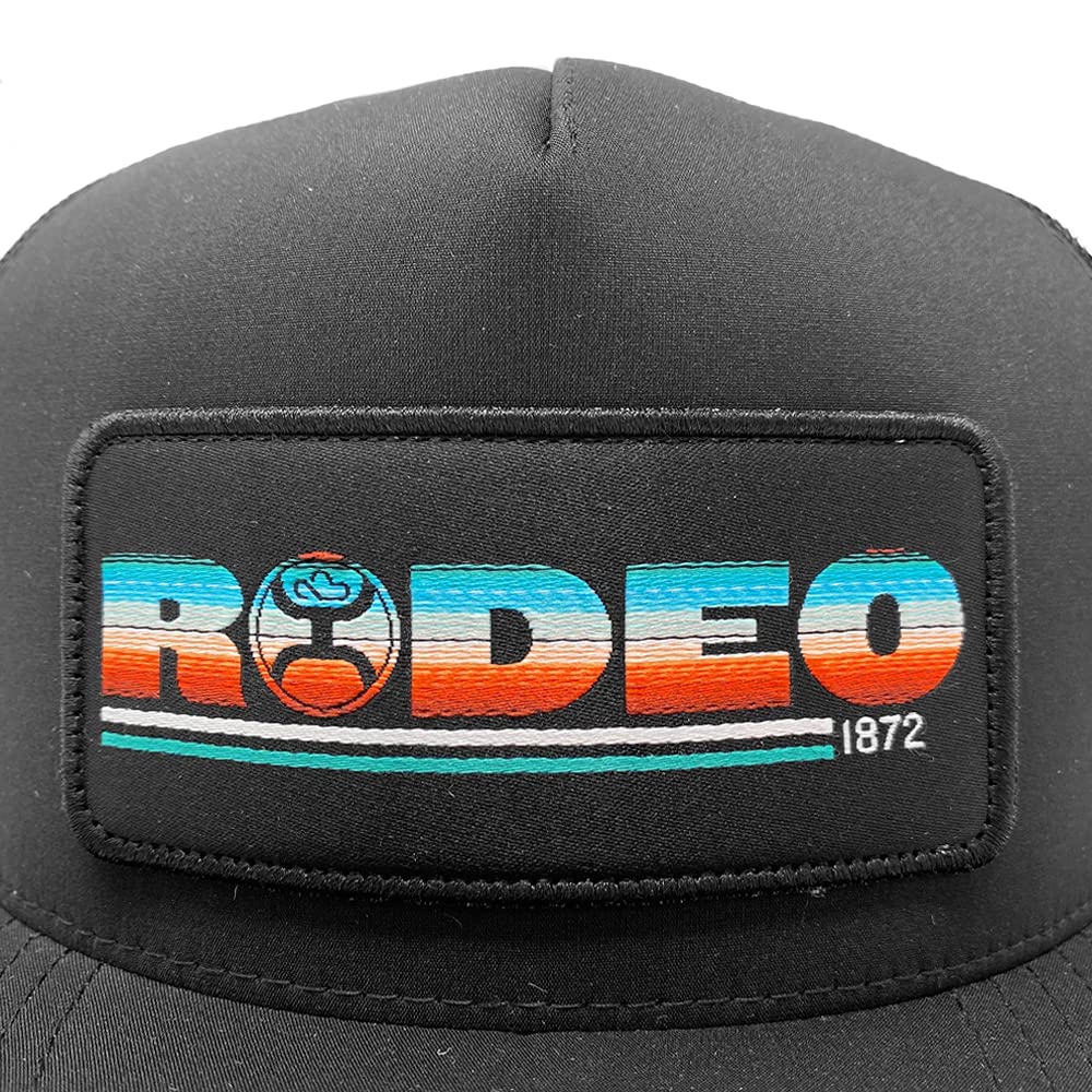 HOOEY Rodeo Adjustable Snapback Trucker Mesh Back Hat with Logo (Black/Red/Blue)