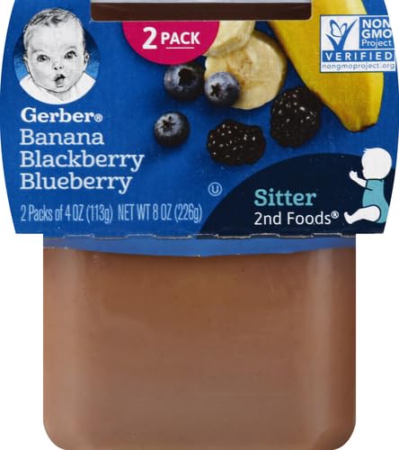 Gerber Wonder Baby Foods Banana Blackberry Blueberry, 4 Oz, 2 Ct Tubs