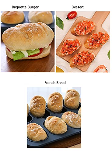 TOPZEA Set of 2 Silicone Baguette Pan, Nonstick French Bread Bake Mold, 8 Gutter Perforated Ham Burger Buns Sandwich Rolls Pans, 3 Wave Long Loaf Toast Mold Baking Tray for Oven Baker