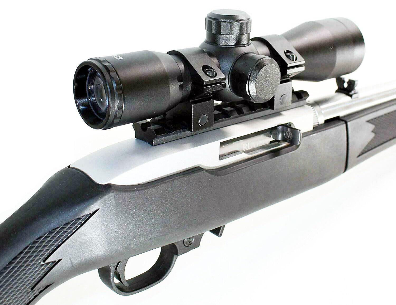 GOTICAL Ruger 10/22 and 3/8" Tactical 4x32 Compact Scope Rangefinder Reticle Hunting Riflescopes Cross-Hair Reticle and Ruger 10/22 Weaver and 3/8" Predrilled Receiver