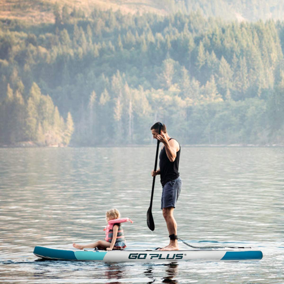 Goplus Expedition Inflatable Stand Up Paddle Board, 6β Thick SUP with Accessory Pack, Adjustable Paddle, Carry Bag, Bottom Fin, Hand Pump, Non-Slip Deck, Leash and Repair Kit (Green, 11 FT)