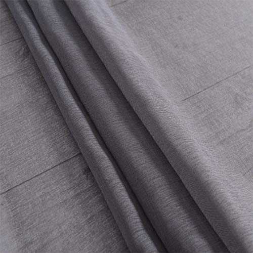Haperlare Sheer Curtain Tiers,Linen Look Textured Kitchen Tier Curtains Cafe Curtains, Rod Pocket Tailored Half Window Semitransparent Voile Panel Drapes - 27" W x 36" L, Grey, Set of 2