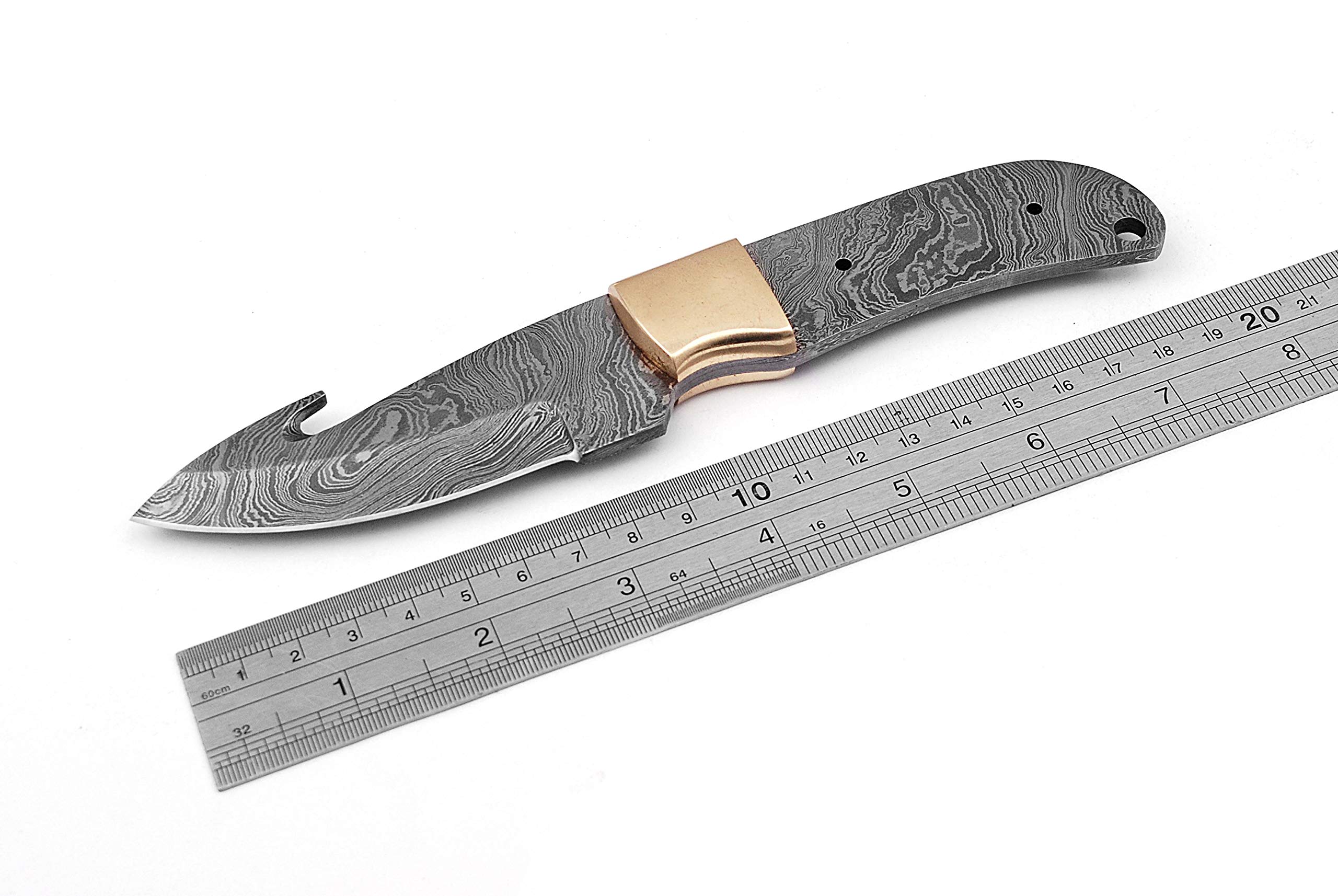 Hand Forged Damascus Steel Blank Blade 7.50" Guthook Hunting Knife Making Supplies by CANUSA | AB43