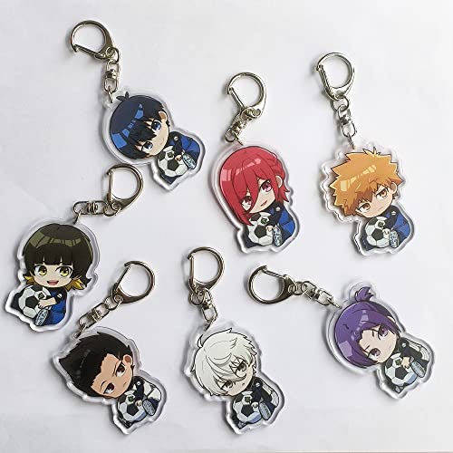 JCvCX Anime Keychain Meguru Bachira Cosplay Keychains Hyouma Chigiri Acrylic Keychain Figure Keyring Car Key Chain (7pcs)