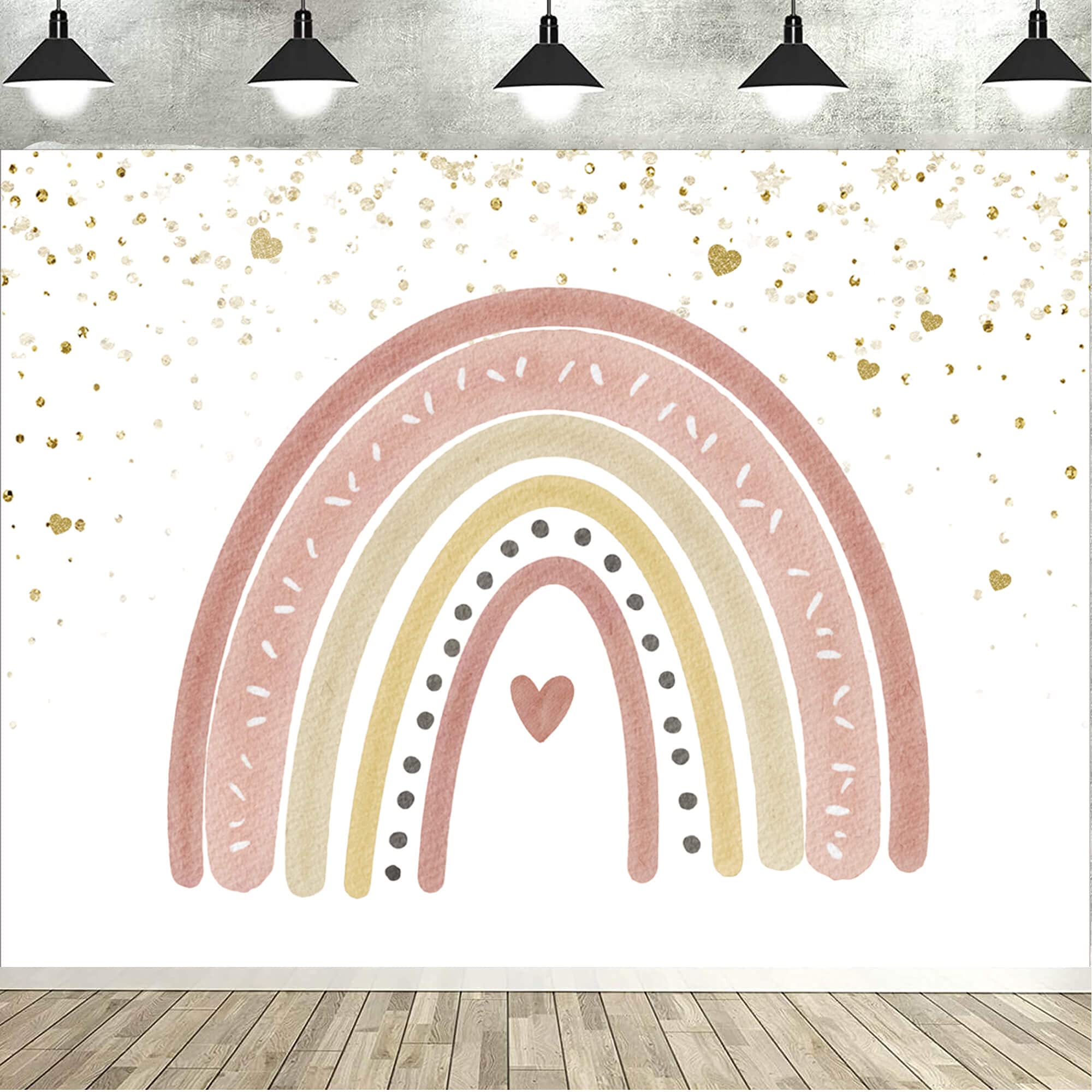 HEETON Boho Rainbow Birthday Backdrop Boho Baby Shower Boho Rainbow 1st Birthday Party Supplies Decorations Photo Prop for Girl Boy Baby Background -7 x 5ft