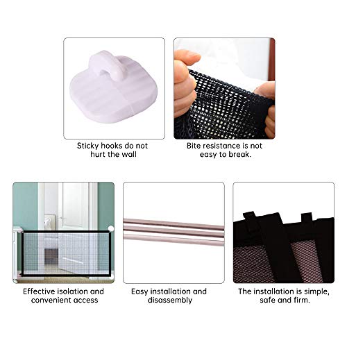 Hoomall Magic Foldable Gate for Dogs Cats, Portable Pet Gate Dog Mesh Gate Guard Gate for Stairs, Outdoor and Doorways Pet Isolation Net Safety Fence Install Anywhere