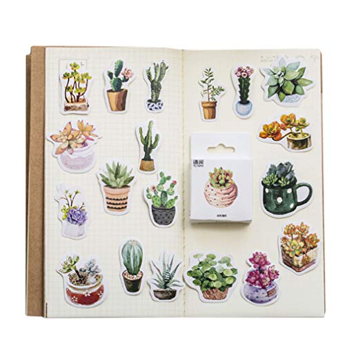 GloryMM Cute Succulent Plants Stationery Sticker Set Cactus Decorative Adhesive Label