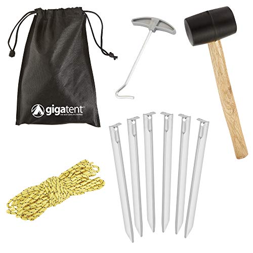 GigaTent 10-Piece Camping Stake Set - Complete Lightweight Tent Setup with Portable Bag - Essential Gear for Outdoor & Hiking
