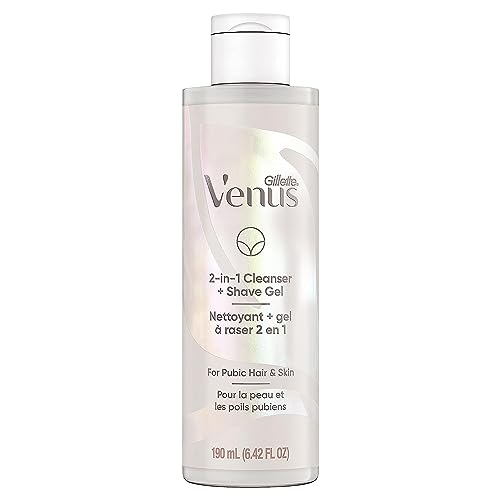 Gillette Venus Intimate Grooming 2in1 Cleanser and Shave Gel for Bikini Pubic Hair and Skin 6.4 Oz, Packaging may vary