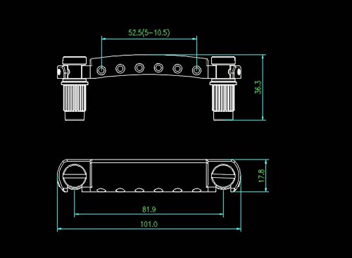 Guyker Guitar Tune-O-Matic Bridge and Stop Bar Tailpiece Combo with Anchors and Studs Replacement Compatible with LP SG EPI 6 String Electric Guitar Black