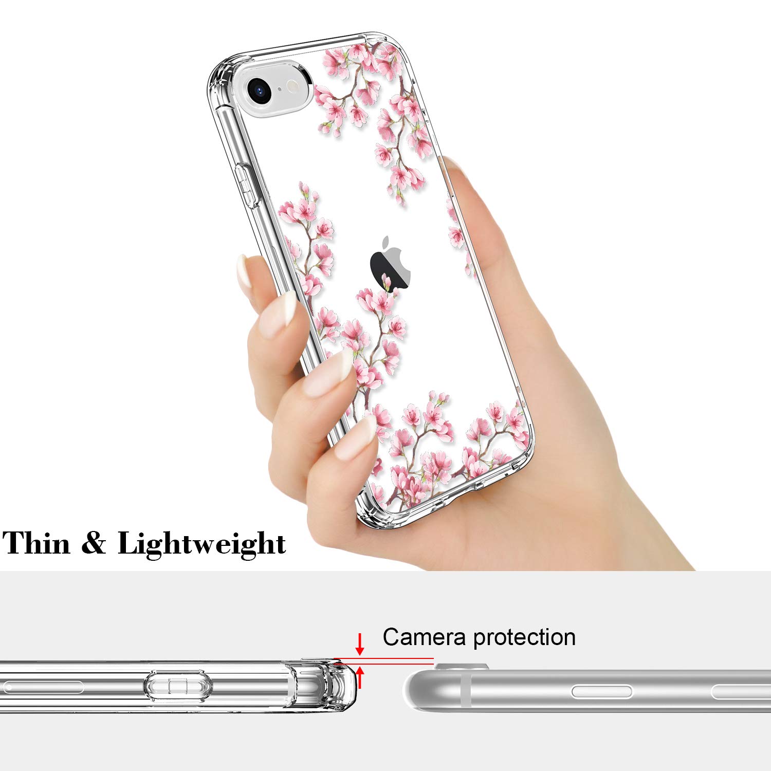 ICEDIO iPhone SE 2022 Case,iPhone SE 2020 Case,iPhone 8 Case,iPhone 7 Case with Screen Protector,Clear TPU Cover with Fashion Designs for Girls Women,Protective Phone Case Nice Florals