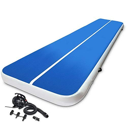 GLANT 13ft/16ft/20ft/23ft/27ft/30ft/40ft/50ft Inflatable Gymnastics Airtrack Tumbling Mat Air Track Floor Mats with Electric Pump for Home Use/Training (Blue, 30ft (L) x3.3ft(W) x8(H))