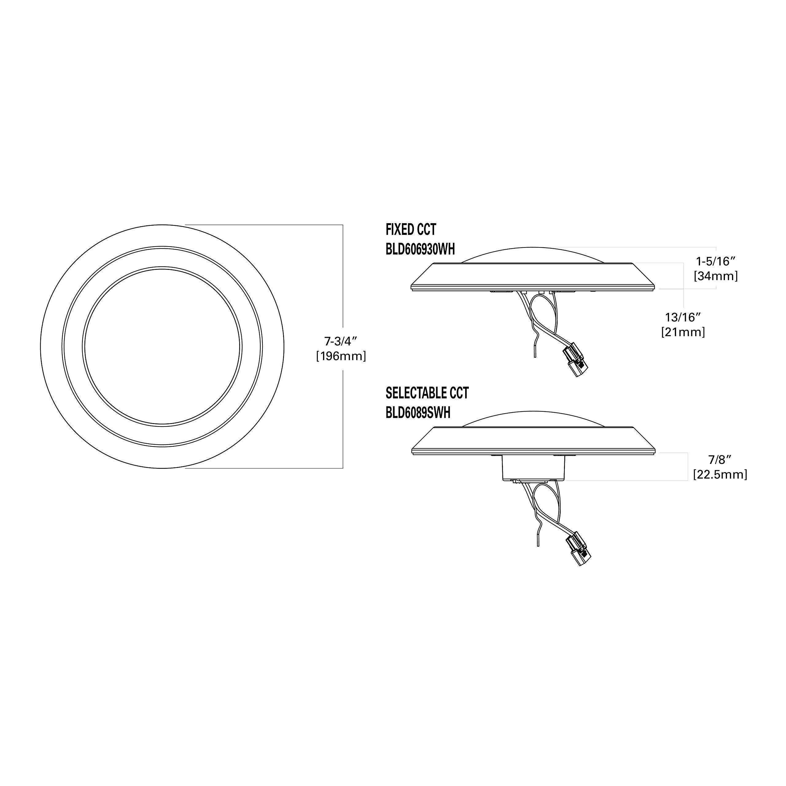 HALO BLD606930WHR BLD 6 in. White Integrated Recessed Ceiling Light Trim at 3000K Soft, Title 20 Compliant LED Direct Mount, 6"