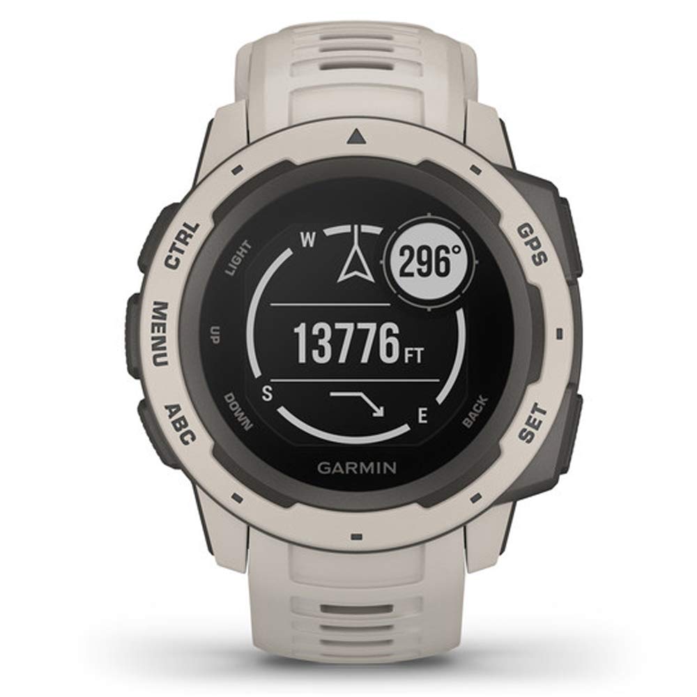 Garmin Instinct Rugged Outdoor Watch with GPS and Heart Rate Monitoring Tundra (010-02064-01) with Deco Essentials 2-Pack Screen Protector Instinct