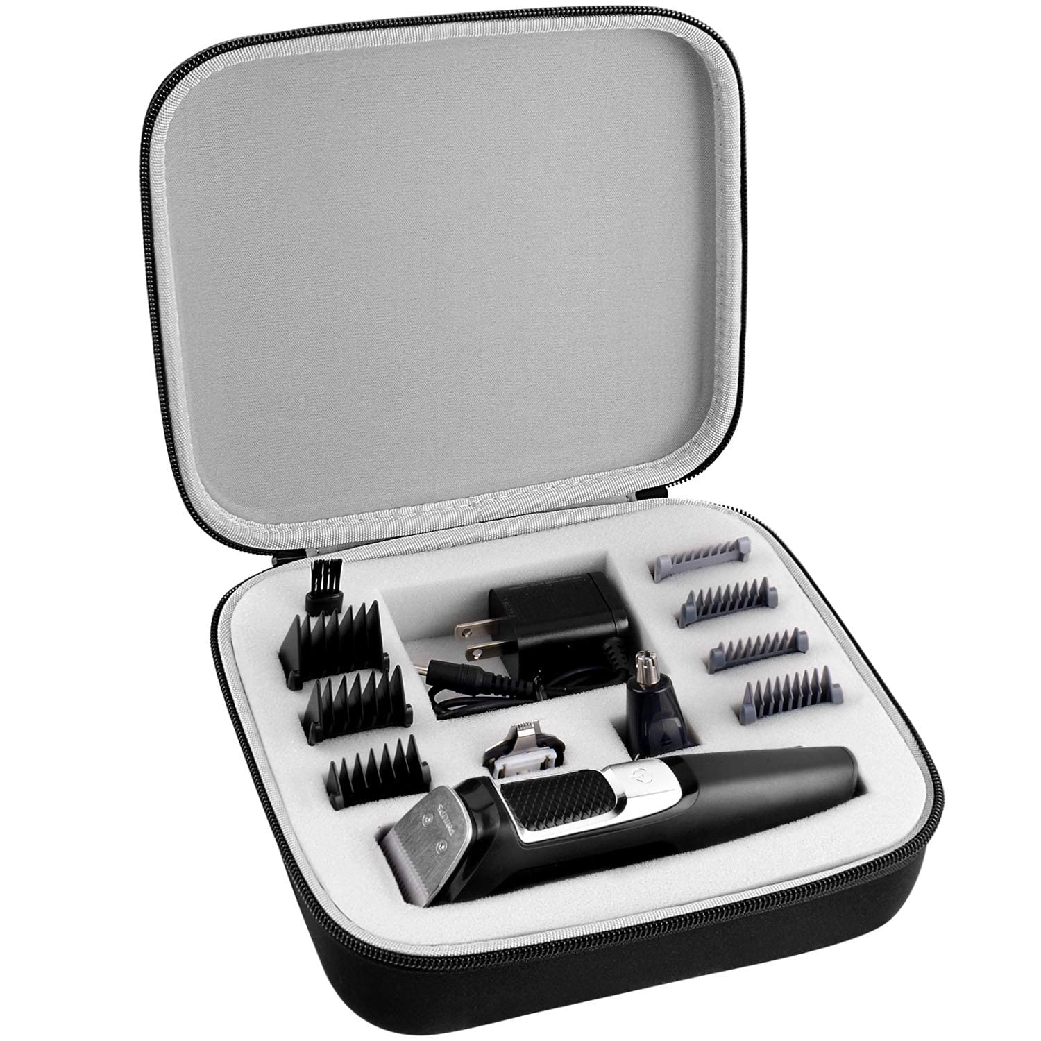 Hard Case Compatible with Philips for Norelco MG3750 Multigroom All-In-One Series 3000 Men's Electric Beard Trimmer Shaver. Clipper Storage Holder for 13 Attachment Trimmer and Accessories (Box Only)