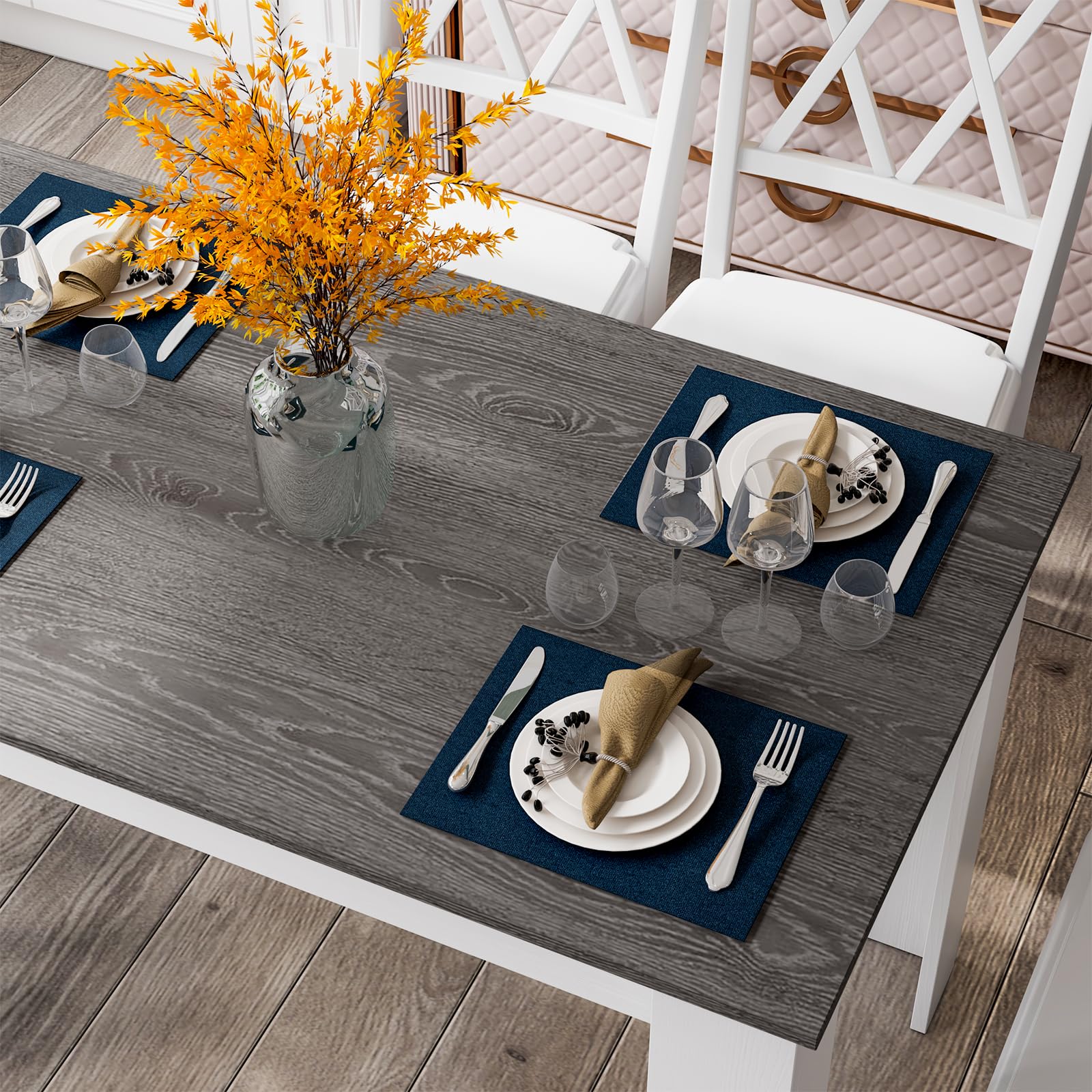 Giantex Wooden Dining Table, Modern Kitchen Table for 4, Rectangular Dinner Table for Kitchen, Dining Room, Living Room, Home Dinette Furniture, 47" L x 28" W x 30" H, (White & Dark Gray)