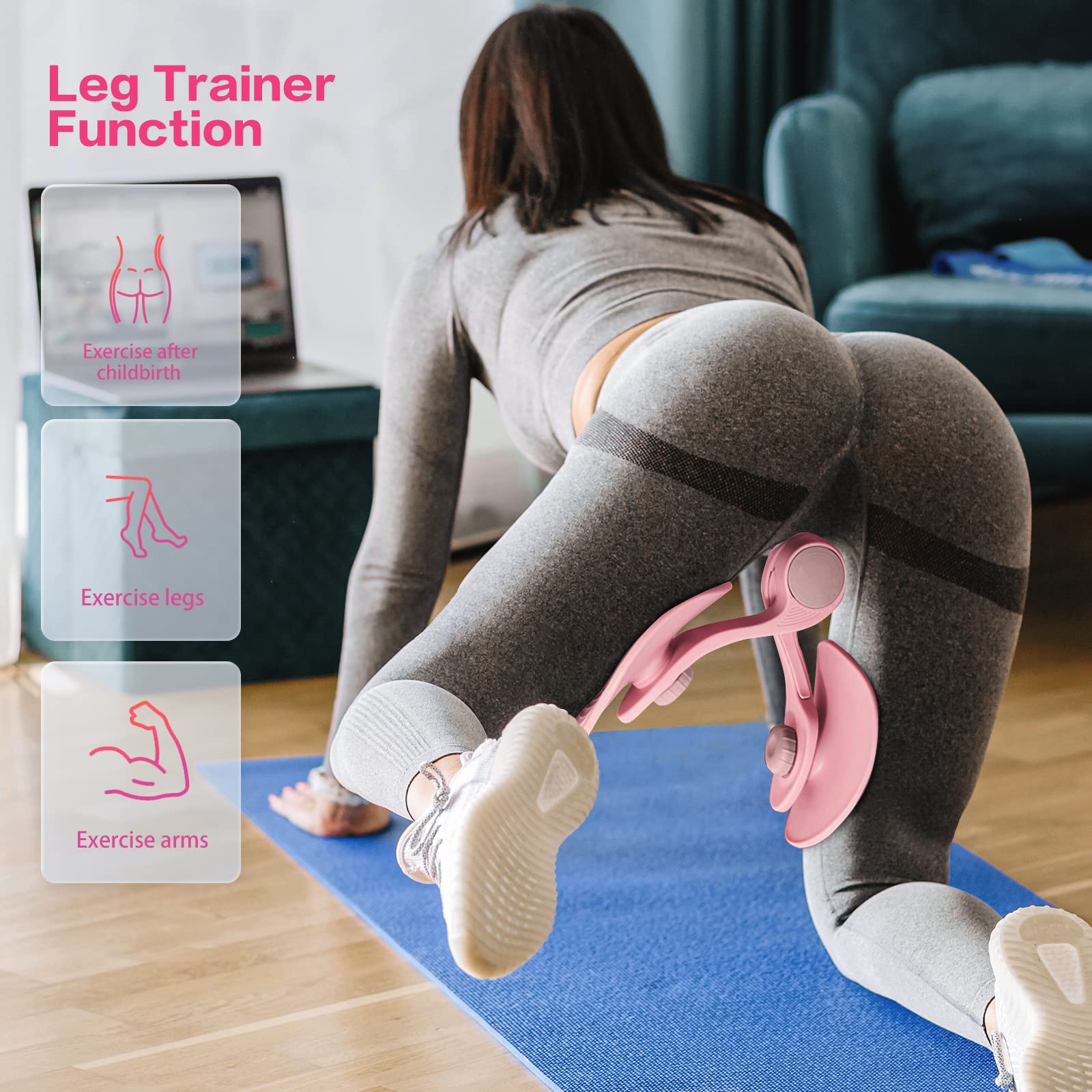 Jesonten Pelvic Muscle Exerciser,Kegel Exercises Device, Thigh Master ,Hip Trainer for Buttocks Correction, Inner Thigh Exerciser, Postpartum Pelvic Repair, Pink