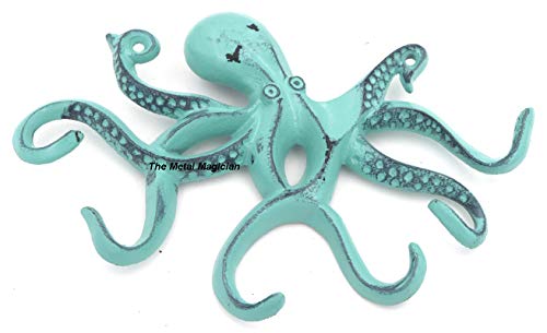 Swimming Octopus Key Hook Antique Look/Distress Green/Vintage Hook/Sea Theme Hook/Coastal Hook and Swimming Octopus Key Hook Antique Look/Distress White/Vintage Hook/Sea Theme Hook/Coastal Hook