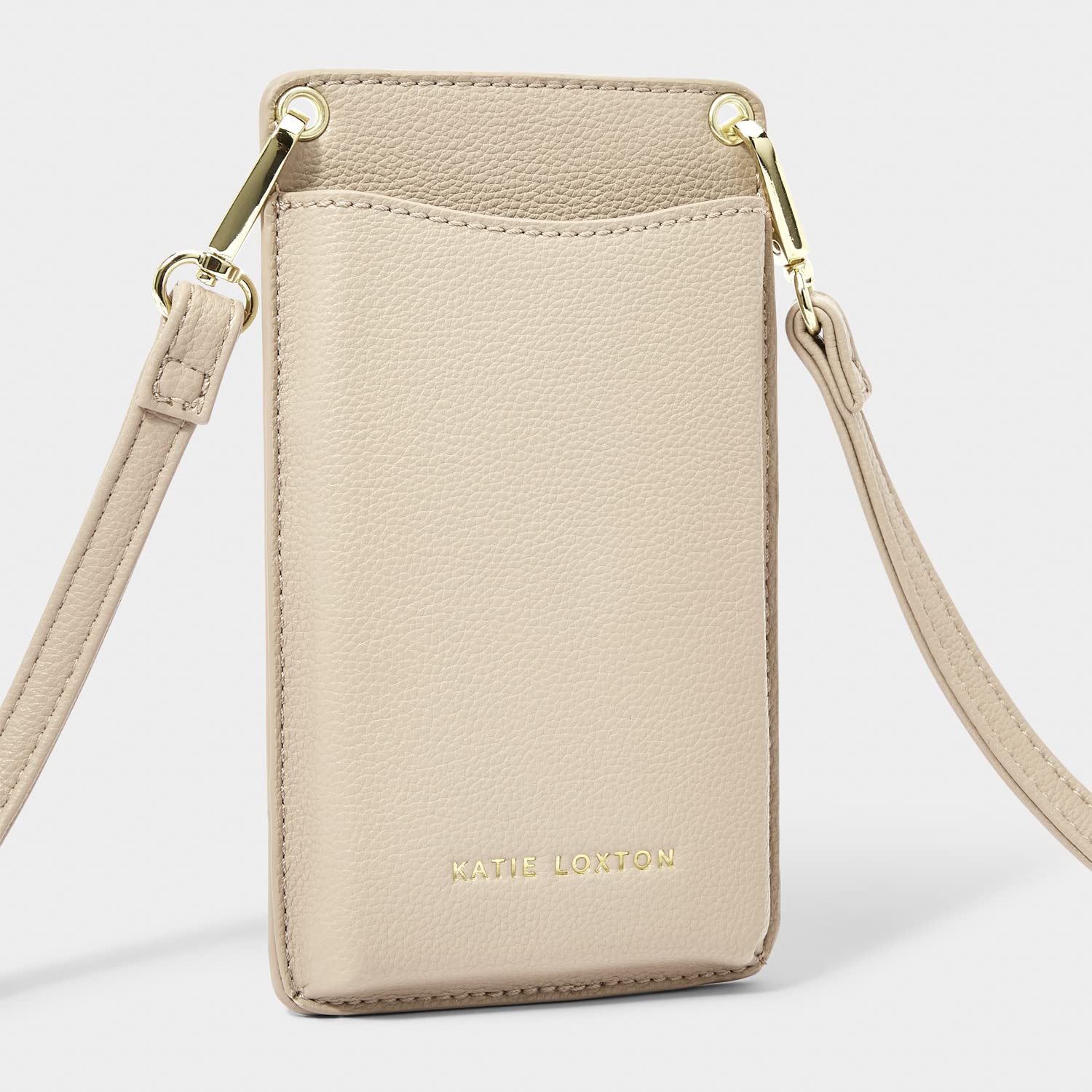 KATIE LOXTON Bea Small Womens Vegan Leather Adjustable Strap Crossbody Card Cell Phone Holder Bag Taupe