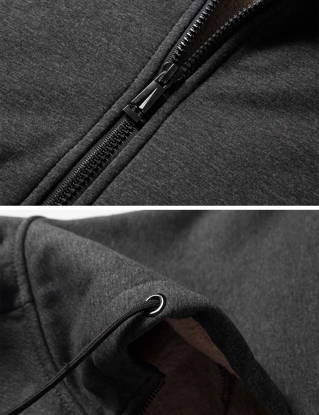 Gihuo Men's Winter Sherpa Lined Hoodie Zip Up Sweatshirt Heavyweight Warm Fleece Jacket with Pockets (Dark Grey, Large)