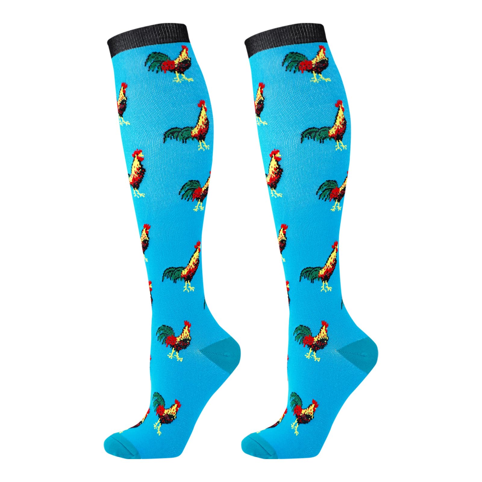 Junely Compression Socks for Women Shamrock Knee High Stockings for St Patricks Day Running Nurses Support Travel Pregnancy Irish Gifts White
