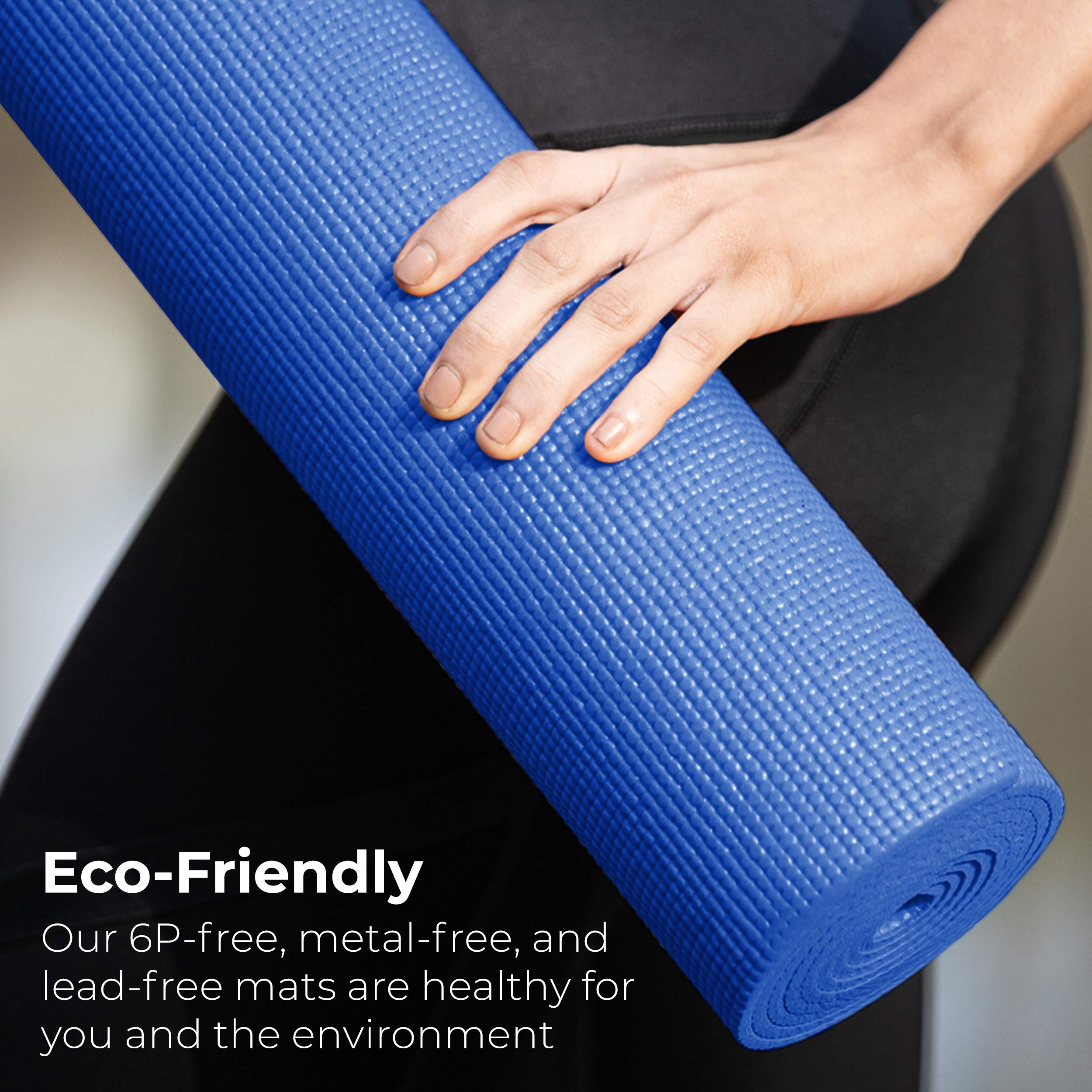 Hello Fit 12-Pack Yoga Mat With Deluxe Carrying Harness, 68" x 24" Non Slip Exercise Mat, 4mm Thick Gym Mat, Bulk Non Toxic Yoga Mats for Schools and Studios, Dark Blue