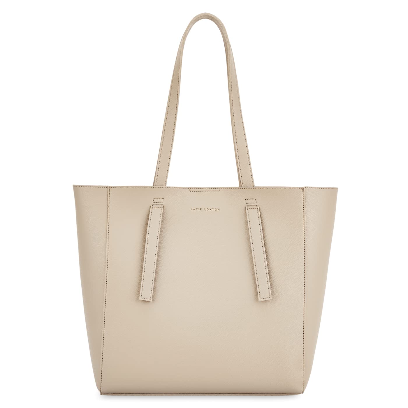 KATIE LOXTON Emmy Womens Medium Vegan Leather Double Shoulder Strap Tote Bag Taupe