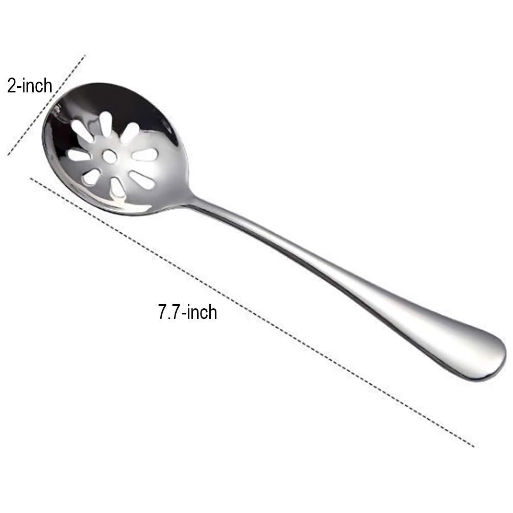 Goeielewe 2-Pack Soup Slotted Serving Spoon 7.7-inch Stainless Steel Colander Spoon for Buffet, Dinner, Restaurants, Kichen (Soup&Slotted Spoon)
