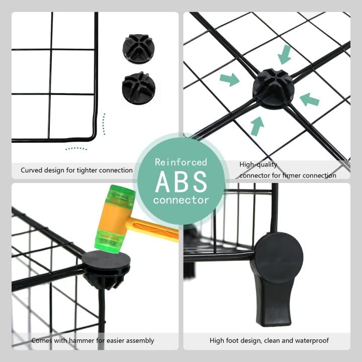 Wolizom Wire Cube Storage, 6-Cube Black Metal Grids Shelves Bookshelf, Stackable Modular Shelving Organizer, DIY Closet Bookcase Bookshelf, Grid Storage Shelf for Bedroom, Living Room, Office