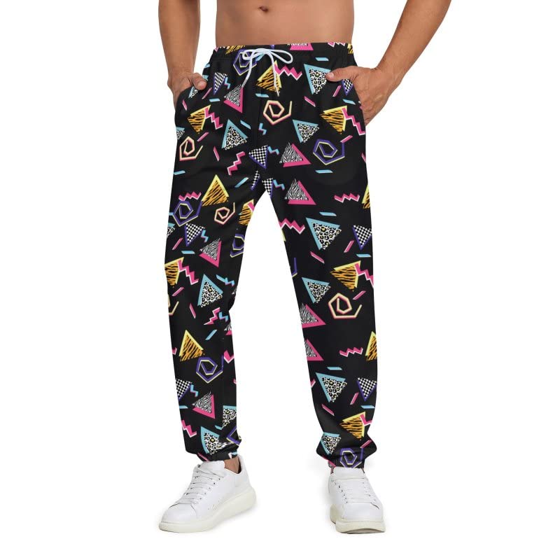 INTIGREEN 80s Retro Jogger Sweatpants for Men 90s Neon Clothes Gifts for Birthday Christmas Halloween(80s-2-L)
