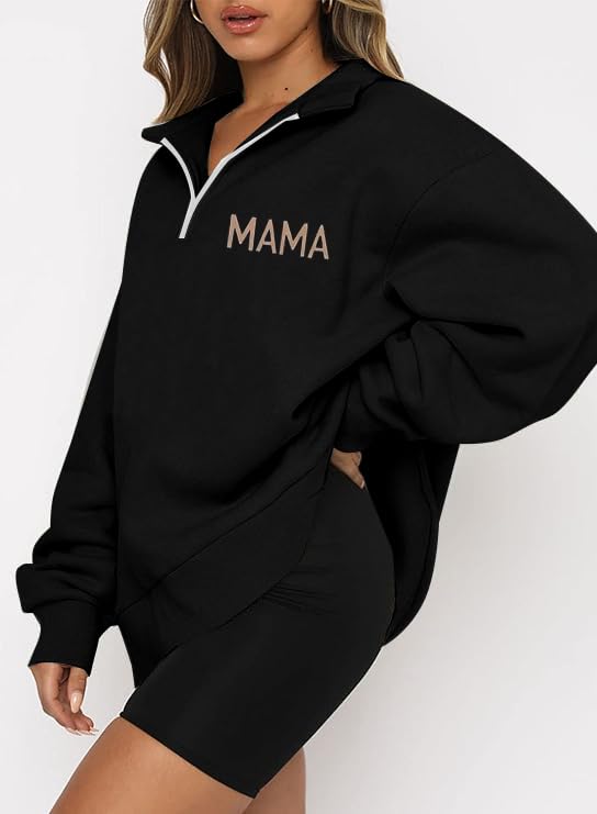 In My Mom Era Sweatshirts Women Funny Mama Sweatshirt Casual Letter Print Long Sleeve Pullovers Tops Z-black