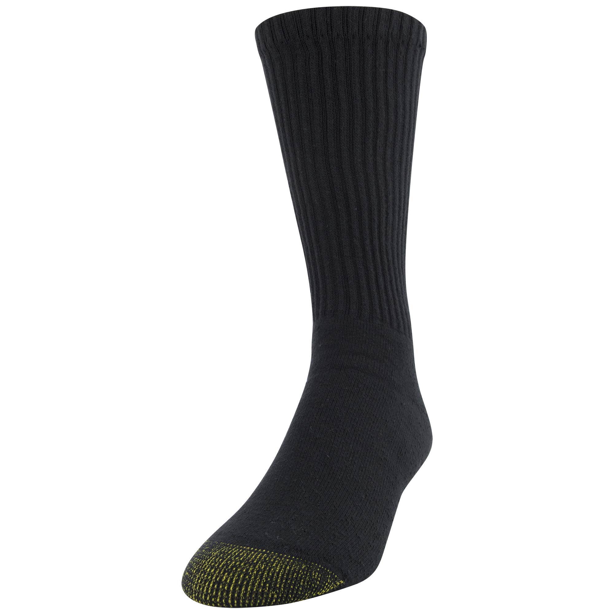 GOLDTOE Men's 656s Cotton Crew Athletic Socks, Multipairs, Black (6-Pairs), Large