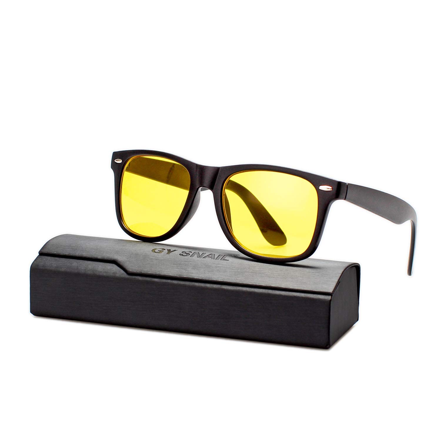 GYsnail Blue Light Blocking Glasses for Men, Eye Strain Fatigue Relief and Better Sleep,Computer Gaming Glasses Women (Black Frame Yellow lens)
