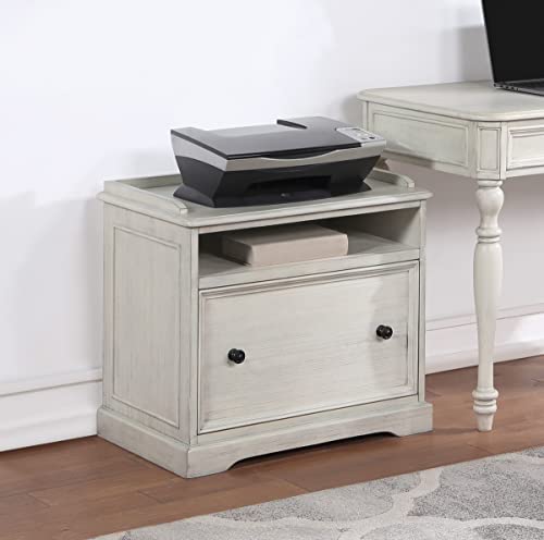 OSP Home Furnishings Country Meadows Lateral File Cabinet with Top Shelf, Antique White